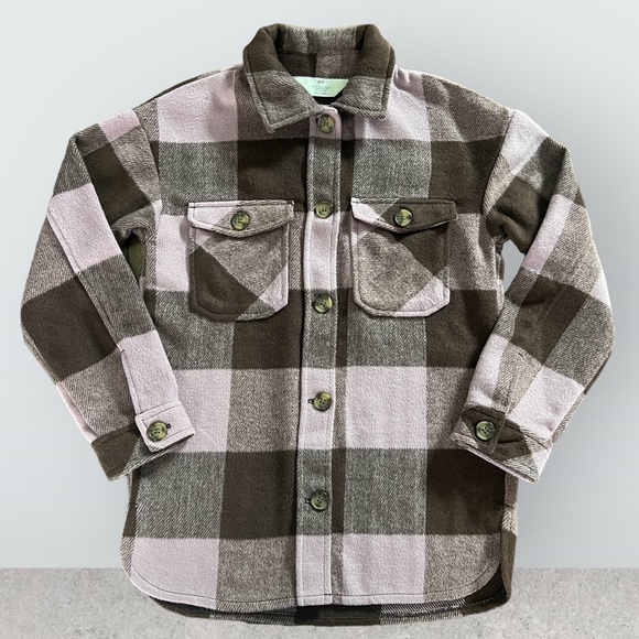 H&M | Jackets & Coats | Hm Jacket Girls Eucsize Flannel Jacketshacket ...